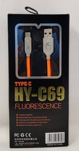 CABLE USB HEYU HY-C69 2.1A TYPE-C 1000MM FLUORESCENCE - A. Ally & Sons