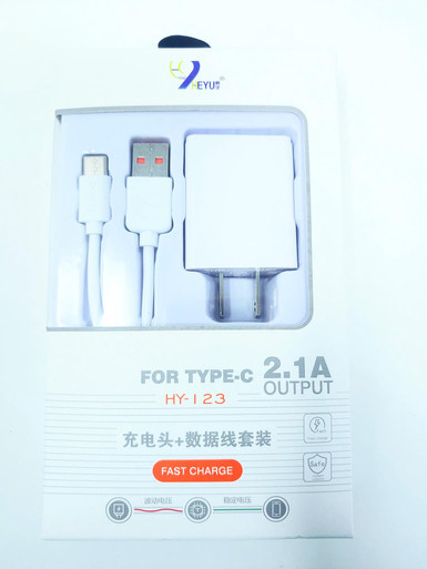 CHARGER USB ADAPTOR HEYU HY-123 2.1A WITH CABLE TYPE-C FAST CHARGE - A ...