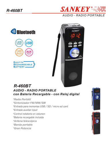 RADIO SANKEY R-460BT FM BLUETOOTH MUSIC BOX RECHARGEABLE - A. Ally & Sons