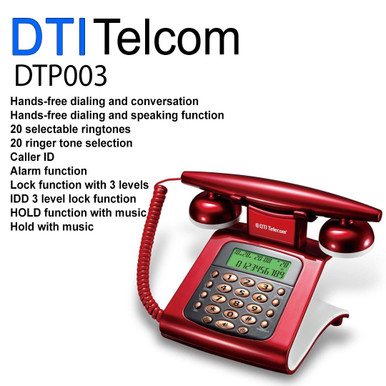 TELEPHONE CORDED DTI TELECOM DTP003 WITH CALLERS ID RED - A. Ally & Sons