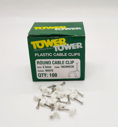 CABLE TOWER CLIPS 3.5MM ROUND 70CWRC35 100PCS BOX - A. Ally & Sons