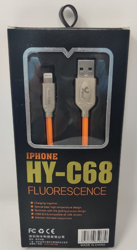 CABLE USB HEYU HY-C68 2.1A IPHONE 1000MM FLUORESCENCE IPHONE LIGHTNING ...