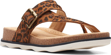 Footwear Women Clarks Brynn Madi Leopard Flat Sandal - A. Ally & Sons