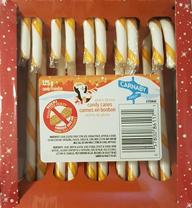 CARNABY CANDY CANES PEACH FLAVOUR 125g - A. Ally & Sons