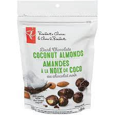 PRESIDENT CHOICE PC DARK CHOCOLATE COCONUT ALMONDS 250g - A. Ally & Sons