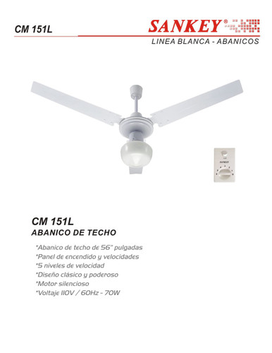 FAN CEILING 56" SANKEY CM-151L WITH LIGHT - A. Ally & Sons