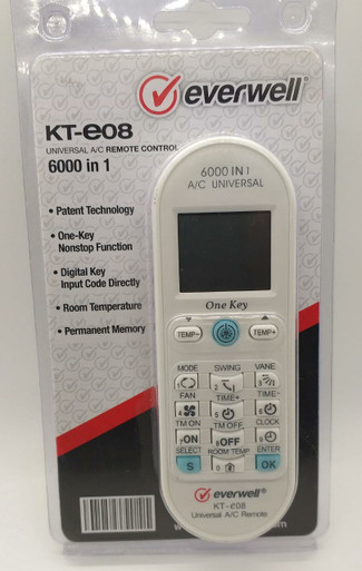 AIR CONDITIONER REMOTE CONTROL EVERWELL KT-E08 6000IN1 - A. Ally & Sons