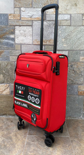 LUGGAGE SUITCASE TUCCI Italy CARRY ON 20" SUPREMA T0368-20IN-RED FABRIC ...
