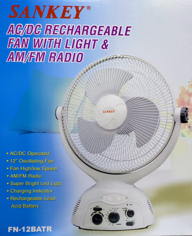 FAN 12" DESK SANKEY RECHARGEABLE FN-12BATR - A. Ally & Sons
