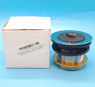 SINK WASTE 1 1/2" X 2" HEAVY NICKLE W/PLUG & CHAIN - A. Ally & Sons