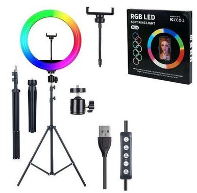 LED RING LIGHT 12" MJ33 RGB WITH TRIPOD STAND - A. Ally & Sons