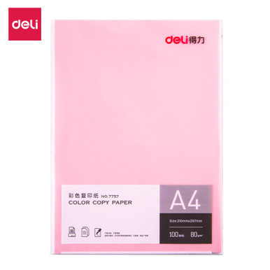 STATIONERY PAPER COLOR COPY DELI 7757 A4 80G PINK / LIGHT RED 100 SHEET ...