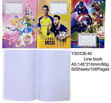 STATIONERY EXERCISE BOOK 50 SHEETS 100 PAGES 14.5CM X 21CM COMPOSITION ...