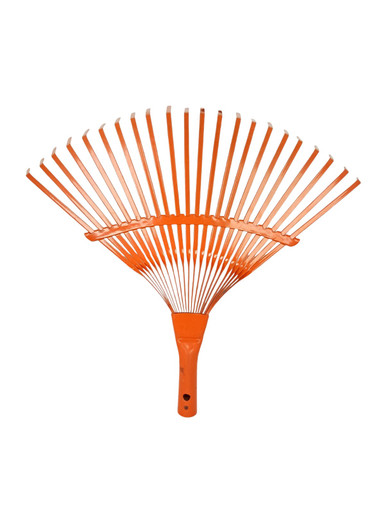 RAKE FAN METAL 22T ORANGE W/O STICK - A. Ally & Sons
