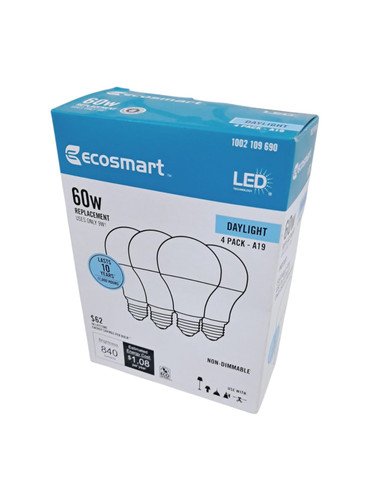 BULB SCREW LED ECOSMART 9W DAYLIGHT SOLD BOX 4PCS PACK - A. Ally & Sons