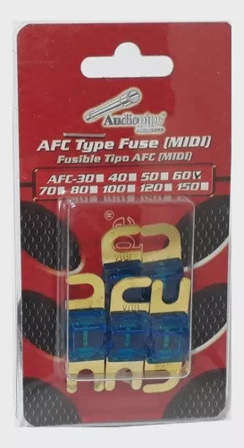 FUSE AUTO AFC-60A GOLD FLAT MINI ANL AUDIO PIPE 5PCS PACK - A. Ally & Sons