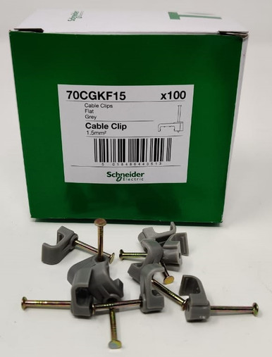 CABLE TOWER CLIPS 1.5MM FLAT 70CGKF15 SCHNEIDER 100PCS BOX - A. Ally & Sons