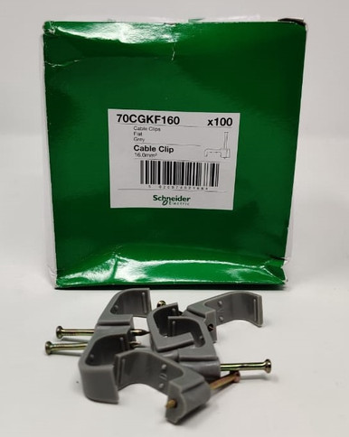 CABLE TOWER CLIPS 16MM FLAT 70CGKF160 SCHNEIDER 100PCS BOX - A. Ally & Sons