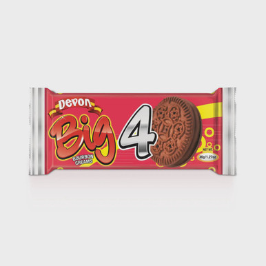 DEVON BISCUIT BIG 4 BOURBON CREAMS FLAVOURED BISCUITS 38g 1.34oz - A ...