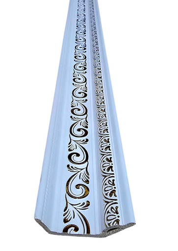 MOULDING CROWN PVC WHITE & GOLD ALS02G 3" X 10FT - A. Ally & Sons