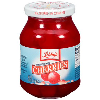 LIBBY'S MARASCHINO CHERRIES WITHOUT STEMS 16oz 454g - A. Ally & Sons
