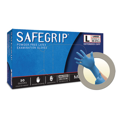 Ansell Microflex Safegrip Powder-Free Extended Cuff Latex Exam Gloves ...