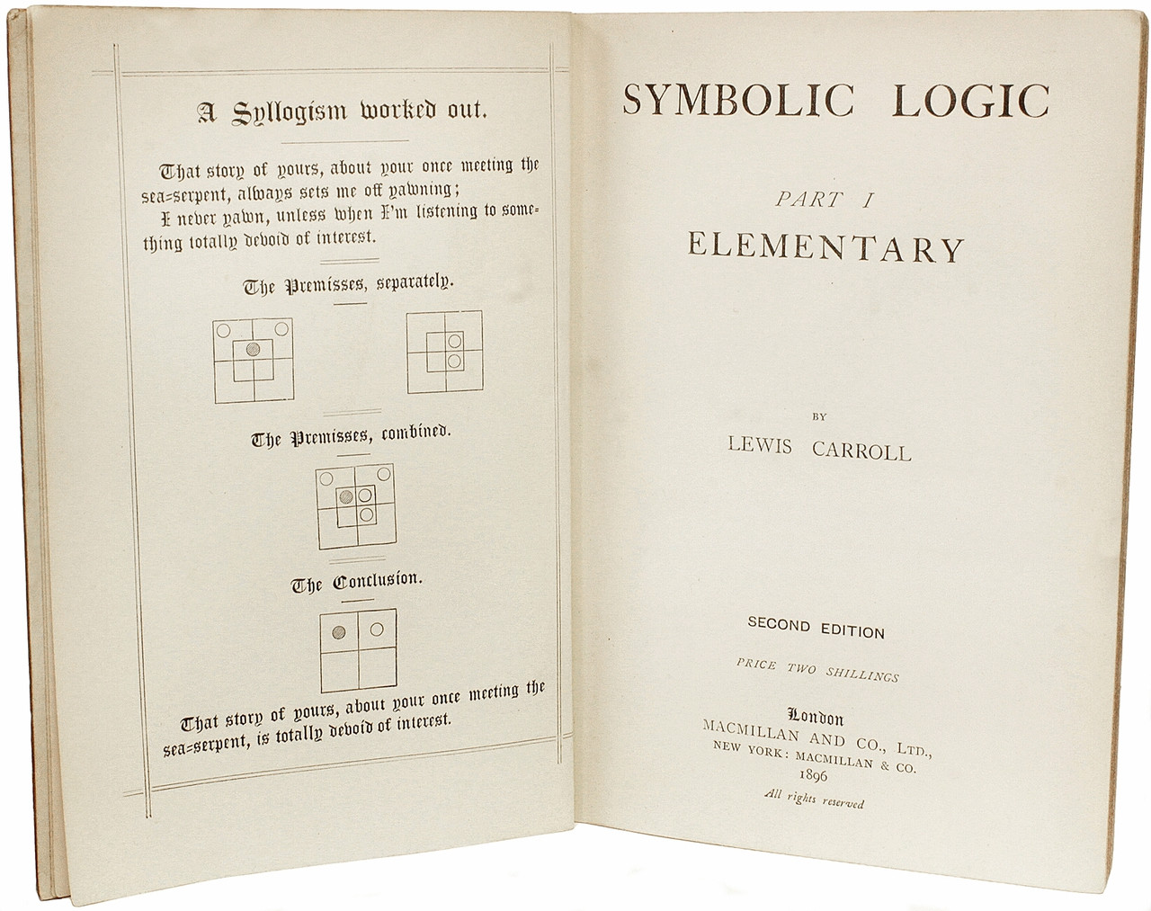 DODGSON, Charles L (Lewis Carroll). Symbolic Logic. Part I Elementary ...