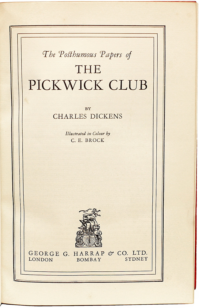 DICKENS, Charles. The Posthumous Papers Of The Pickwick Club. (1930 ...