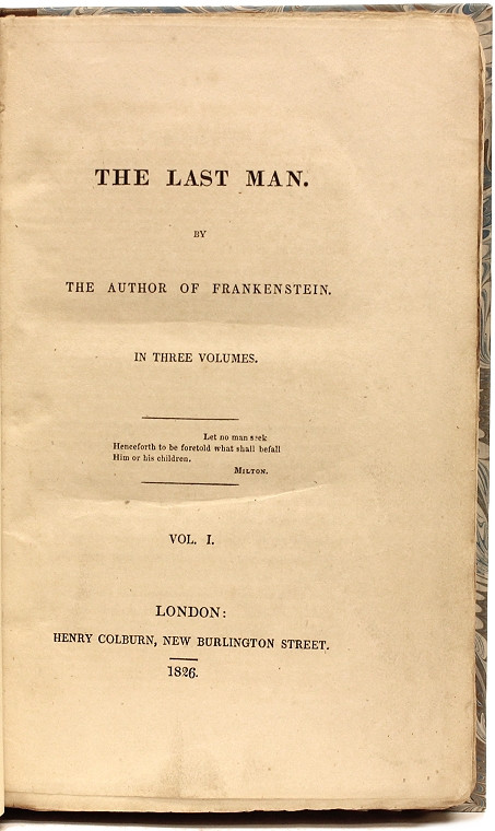 SHELLEY, Mary. The Last Man. (FIRST EDITION - 1826 - 3 VOLUMES) - D&D ...