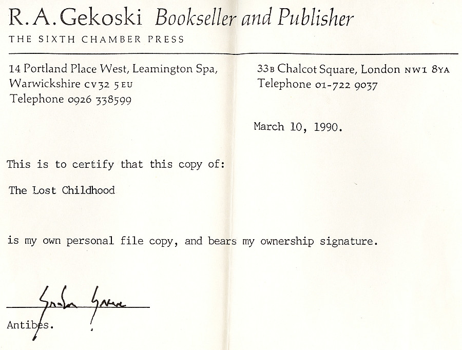 GREENE, Graham. The Lost Childhood and Other Essays. (GRAHAM GREENE'S ...