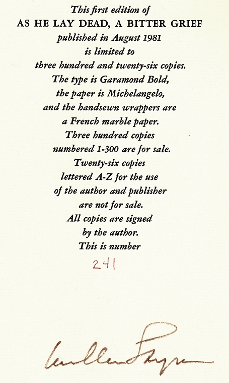 STYRON, William. As He Lay Dead, a Bitter Grief. (FIRST EDITION ONE OF ...