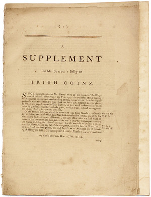 SNELLING, Thomas - James Simon. A Supplement to Mr. Simon's Essay on ...