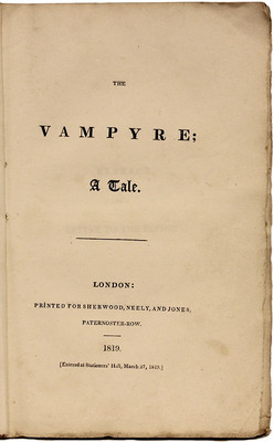POLIDORI, John William. The Vampyre; A Tale. (FIRST EDITION THIRD ISSUE ...