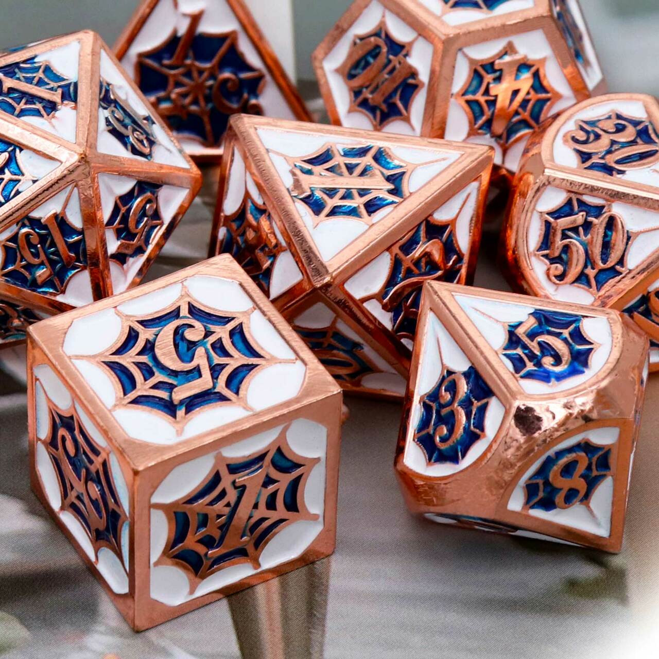 Haxtec Spider Web Metal DND Dice Set