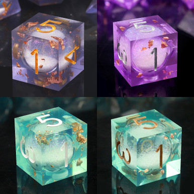 Haxtec Sharp Edge Dice Set Liquid Core Resin DND Dice for TTRPG (Metal ...