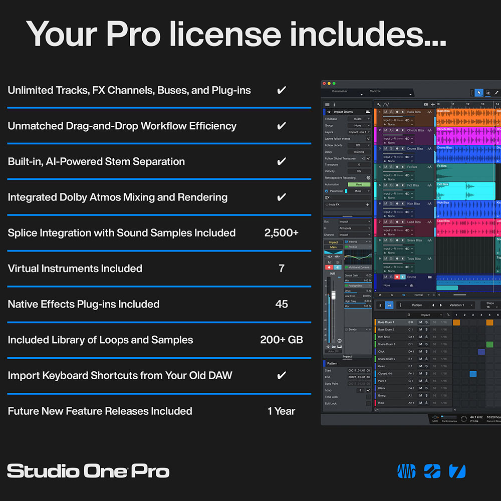 Studio One 7 Professional Perpetual License - Link Audio