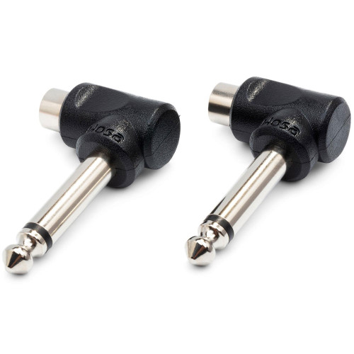 HOSA GPR123 RIGHT-ANGLE ADAPTERS, RCA TO 1/4 IN TS, 2 PC - Link Audio