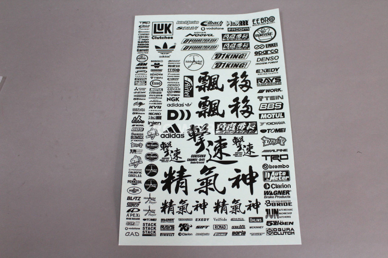RC 1/10 JAPANESE Logo Sponsors DRIFT Decals Stickers 12x8 BLACK