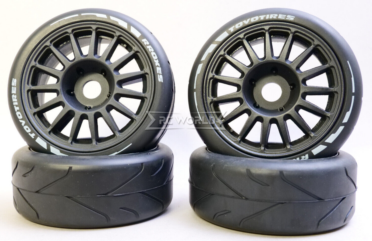 1/8 WHEELS & TIRES Street MULTI SPOKE Semi Slicks (4PC) -BLACK
