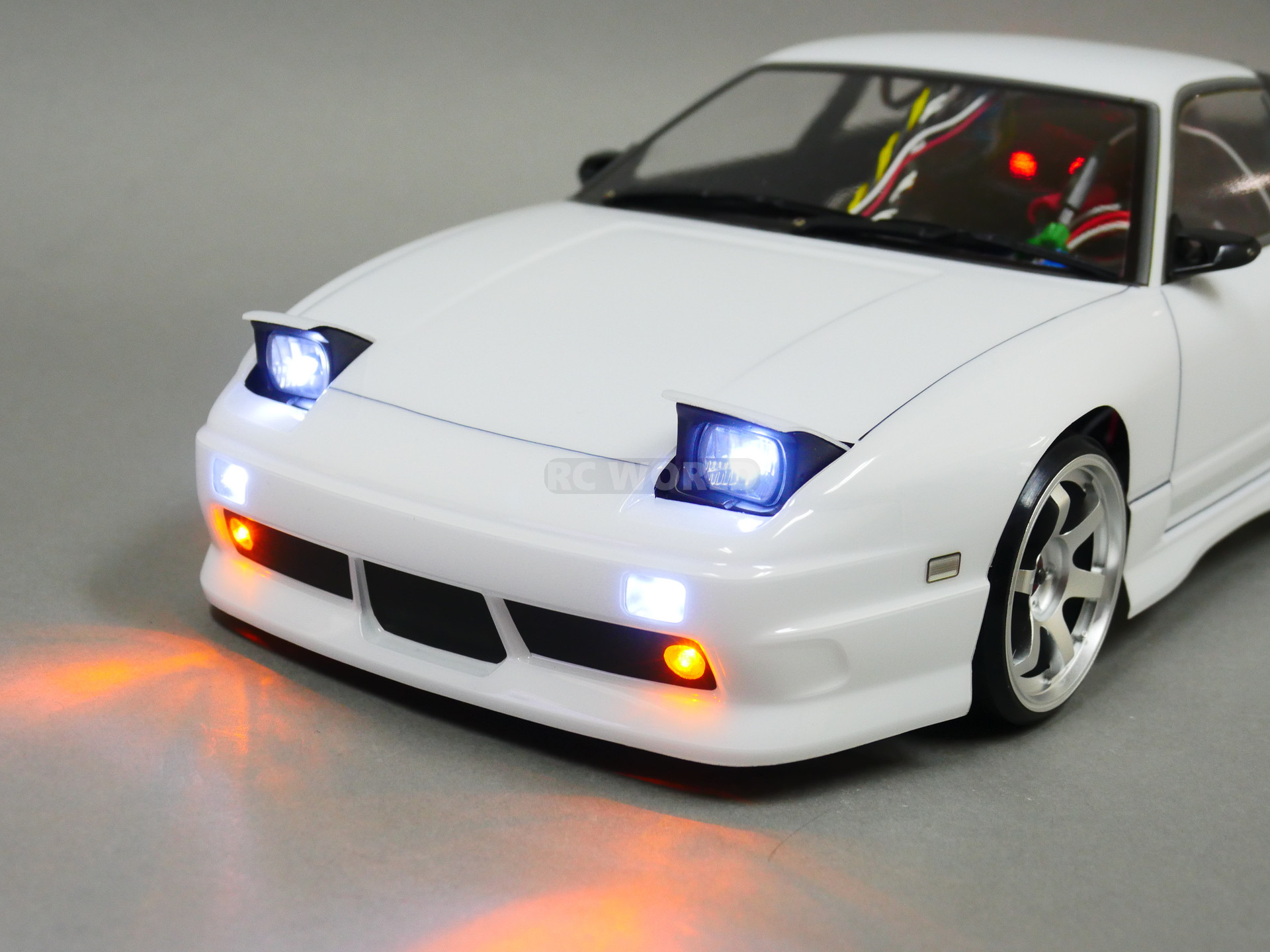 Custom 1/10 Yokomo RC Nissan 180SX DRIFT W/ Pop Up Lights RTR -ORANGE-