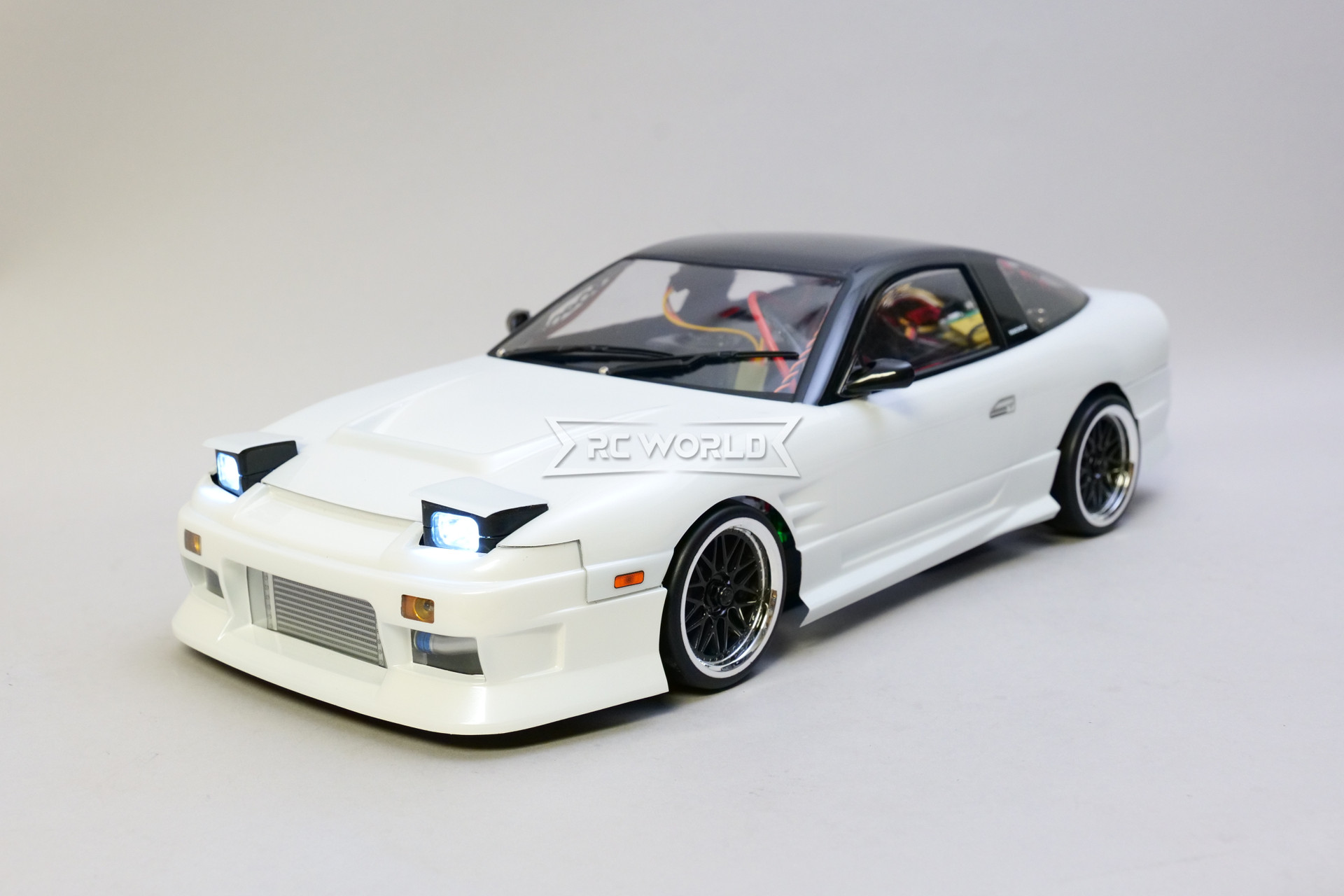 Custom 1/10 Yokomo RC Nissan 180SX DRIFT W/ Pop Up Lights RTR -ORANGE-