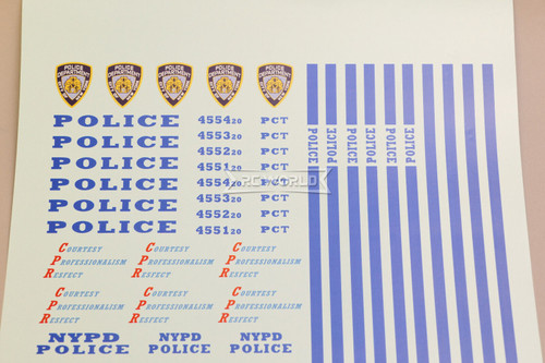 RC 1/10 Decals NYPD POLICE Water Slide Sticker Sheet