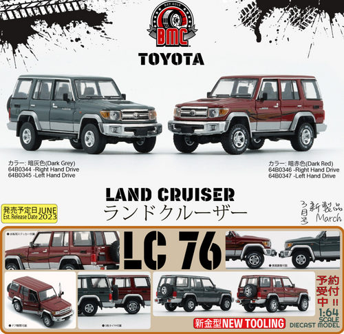 1/64 Die Cast TOYOTA LAND CRUISER LC76 (LHD) Model Truck -RED- 64B0345