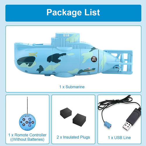 RC Micro SUBMARINE U-Boat 3-Channel Radio Control SUB -BLUE-