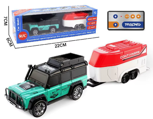 RC Micro 1/64 Land Rover DEFENDER 90 TRUCK W/ Trailer + LED 2.4ghz *WHITE*
