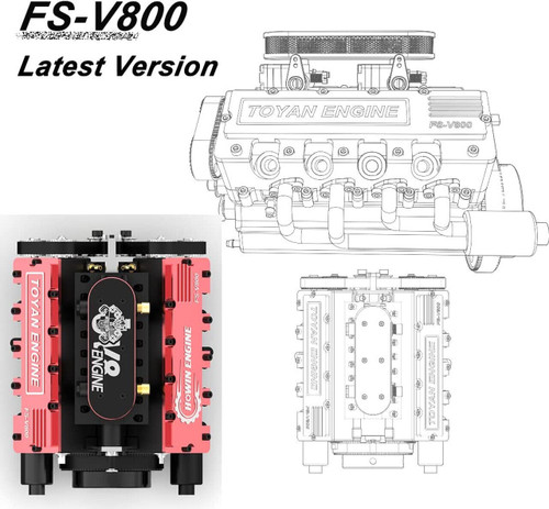 Toyan RC Nitro V8 ENGINE W/ SUPER CHARGER 4 Stroke Water Cooled 8 ...
