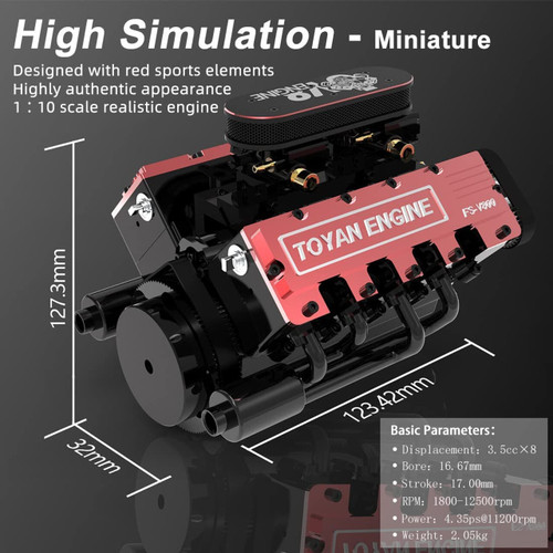Toyan RC Nitro V8 ENGINE W/ SUPER CHARGER 4 Stroke Water Cooled 8 ...