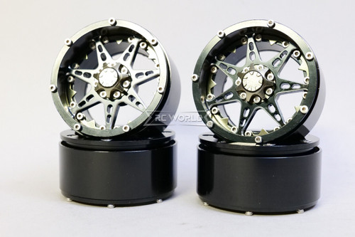 1/10 Truck Wheels 2.2 Aluminum RIMS Beadlock 7 Star RIMS + TIRES 140MM ...