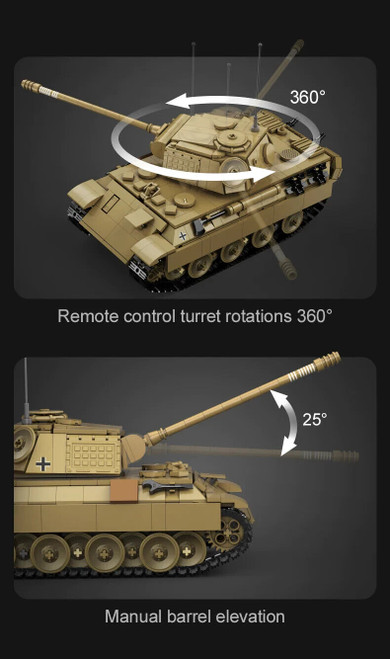 Cada RC 1/35 TANK Panther Building Blocks Toy w/ RC System -KIT-