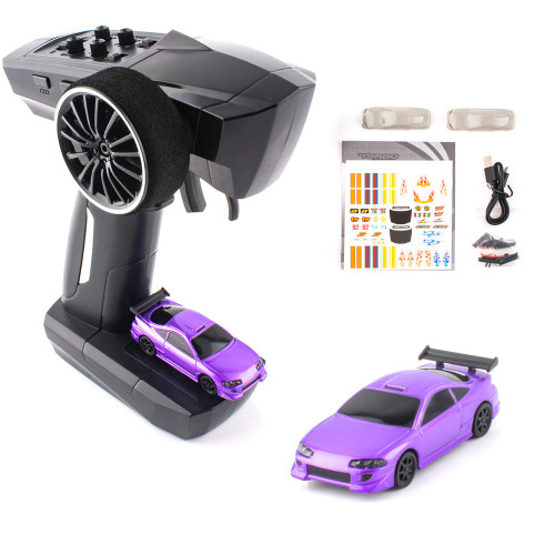 RC 1/76 Micro Car MITSUBISHI ECLIPSE w/ LED Lights -PURPLE-